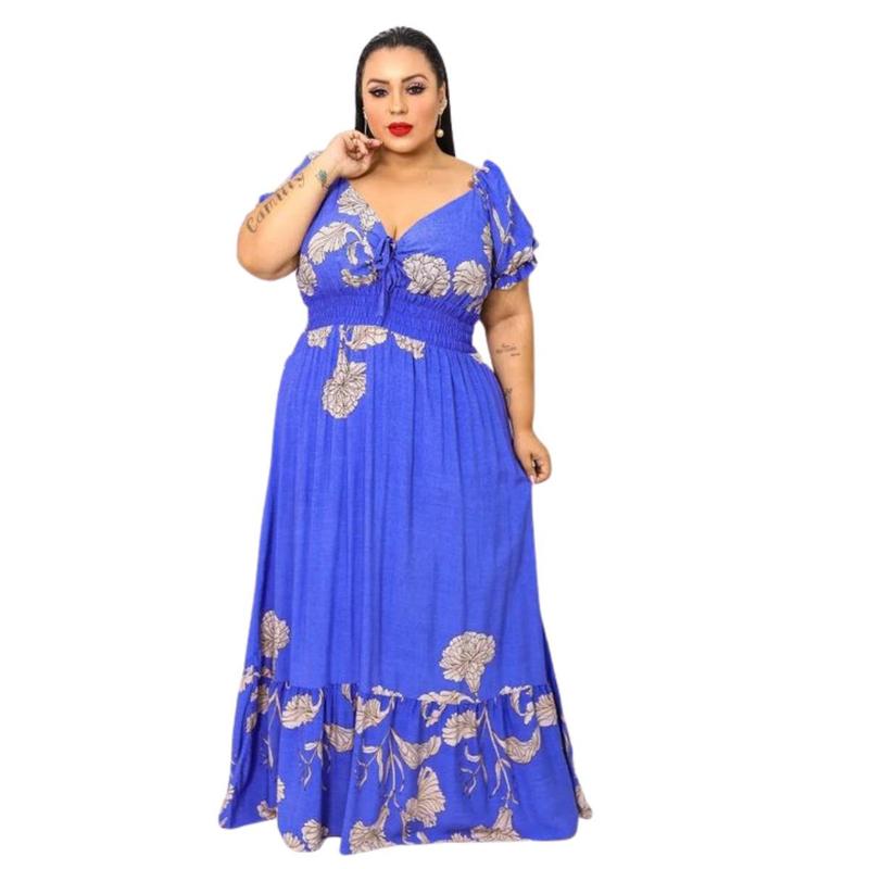 Vestido Longo Feminino Plus Size Moda Luxo - Eduarda Moda Fashion ...