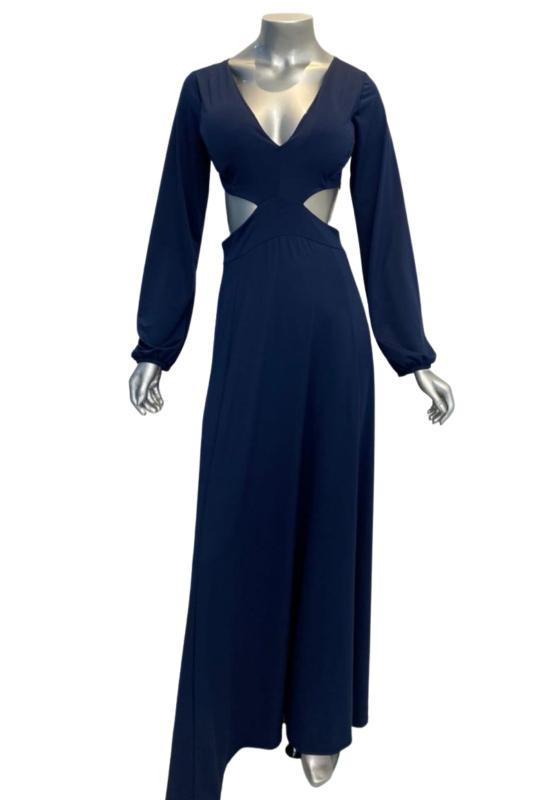 Vestido Longo Lia Manga Longo Abertura Fluity - Cia do Vestido ...