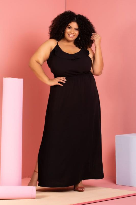 Vestido Longo Maitê Black Plus Size - Domenica Solazzo - Vestido Plus ...