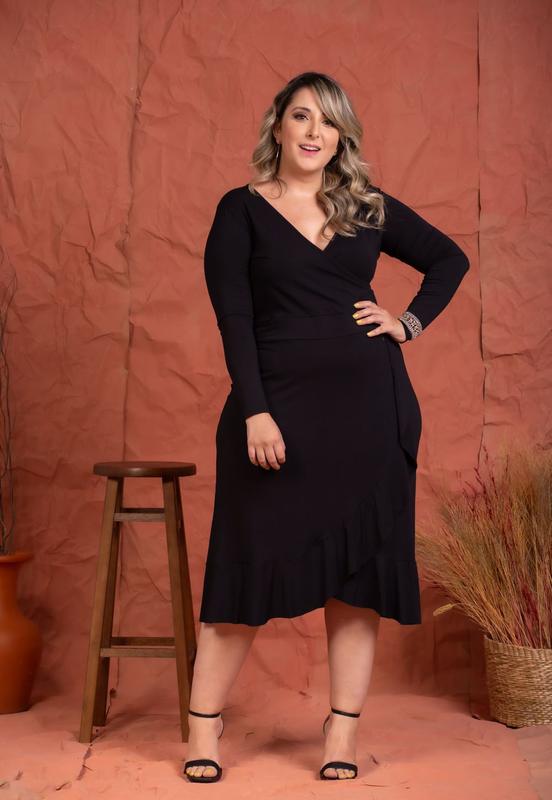 Vestido Midi Carol Black Plus Size - Domenica Solazzo - Vestido Plus ...