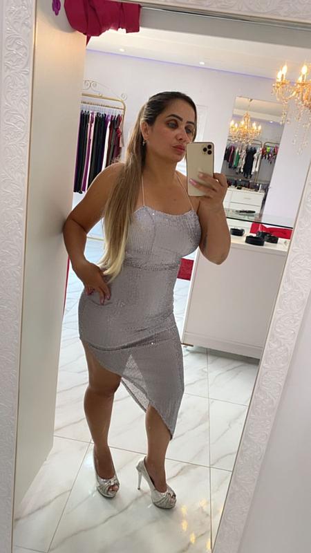 Vestido Midi com brilho - Sandra modas - Vestido Feminino - Magazine Luiza