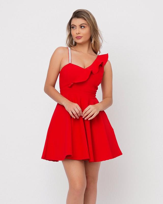 Vestido Miss Misses Rodado Babado Ombro Só Vermelo - Miss & Misses ...