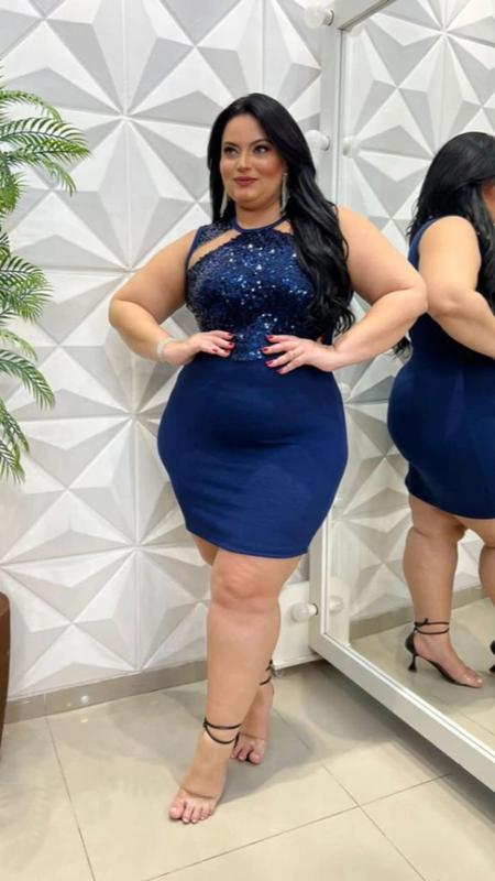 Vestido plus says paetê azul - Vestido Feminino - Magazine Luiza