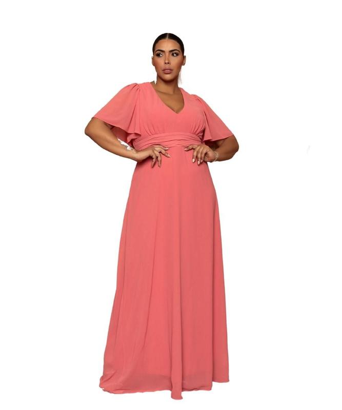 Vestido Plus Size Longo Mel Chiffon Allmaria - Vestido Plus Size ...
