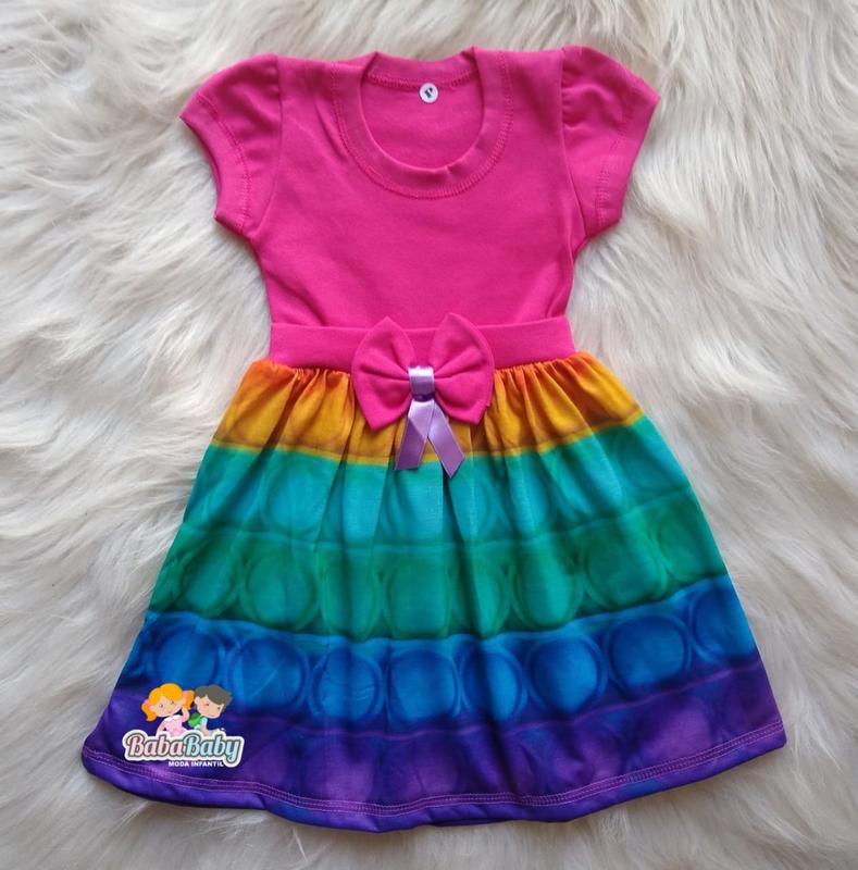 Vestido Pop It Infantil Festa - Baba Baby Moda Infantil - Vestido ...