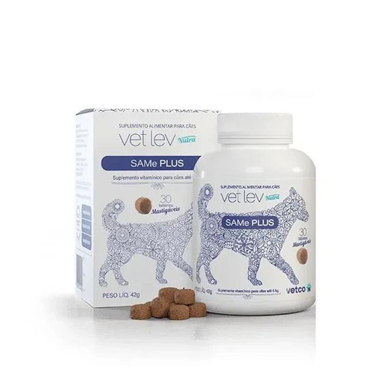Vet Lev SAMe Plus Cães de até 5Kg com 30 tabletes Vetco - Vitaminas e ...