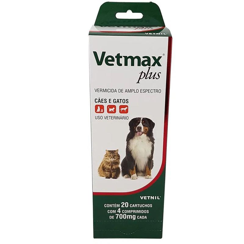 Vetmax Plus Display 20 Cx de 4 comprimidos Vetnil Cães e Gatos ...