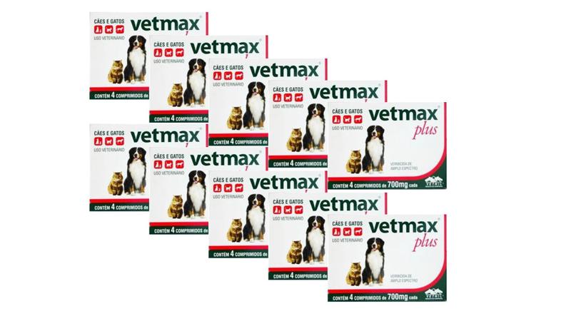Vetmax Plus Vermifugo Para Cães 10kg 4 Comprimidos - 10 unid - Vetnil ...