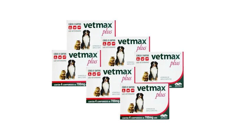 Vetmax Plus Vermifugo Para Cães 10kg 4 Comprimidos - 6 unid - Vetnil ...