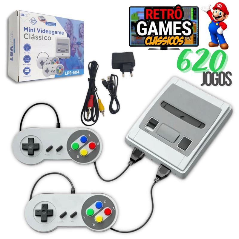 Video Game super Mini Retro 620 JOGOS 8 BITS COM 2 GAMEPAD LPS-504 ...