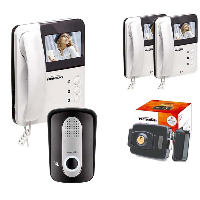 Vídeo Porteiro Com Rfid + 2 Monitores E Fechadura Elétrica - Protection ...