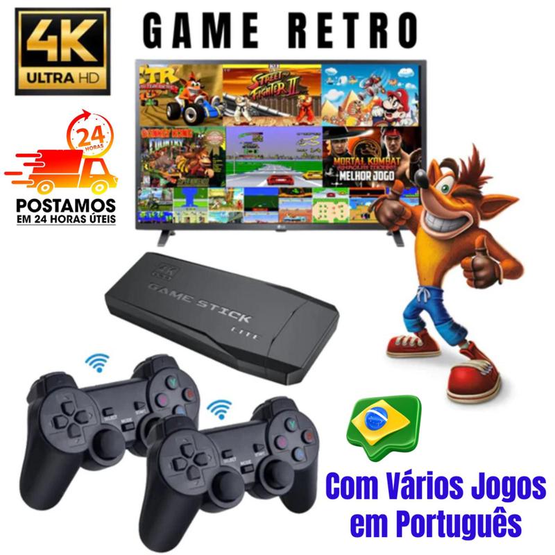 Video Stick 4k hdmi retrô Único com Games em português - Wireless ...