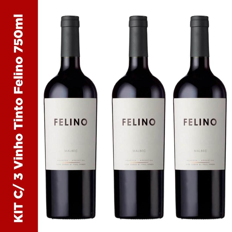 Vinho Argentino Cobos Felino Malbec 750ml KIT C/ 3 - Viña Cobos - Vinho ...