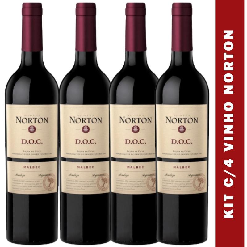 Vinho Tinto Argentino Norton Bodega Malbec Mendoza Kit C/4 - Norton D.O.C - Vinho - Magazine Luiza