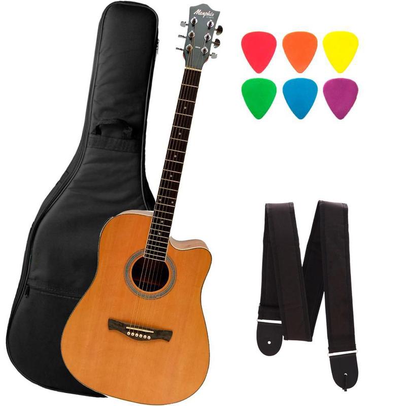 Violão Tagima Memphis MD30 Natural Fosco Folk+ Capa + Alça - Violão ...