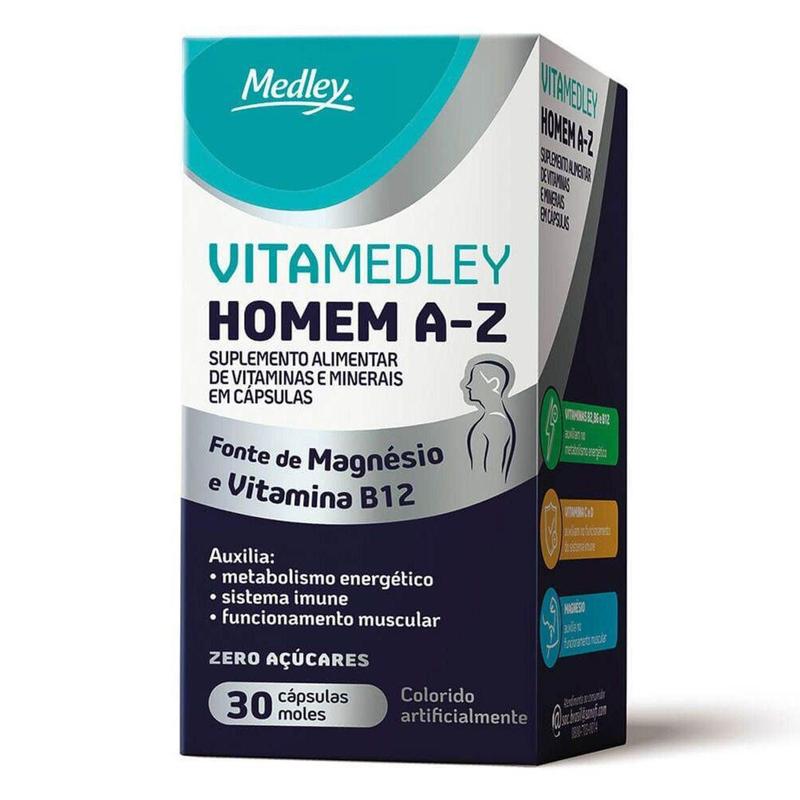VitaMedley Homem A-Z c/30 Cápsulas - Multivitamínico / Polivitamínico ...