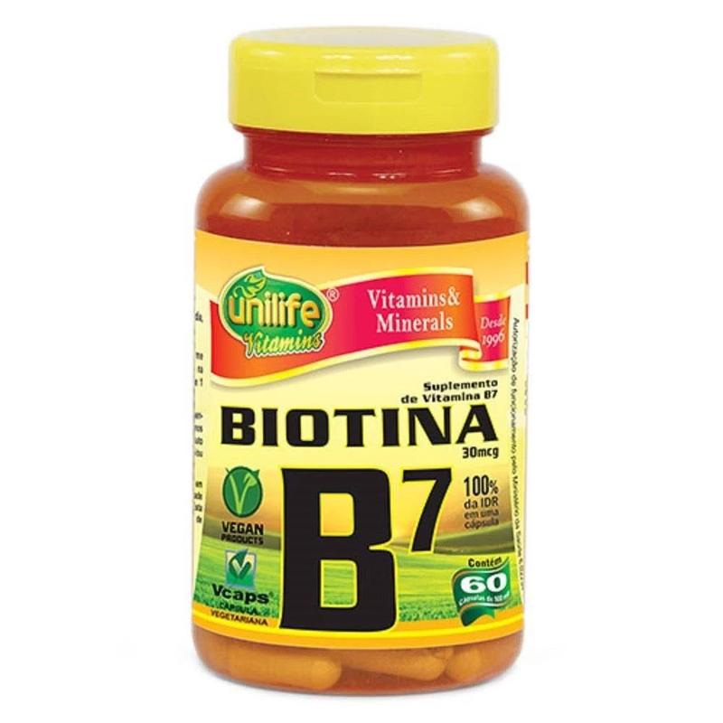 Vitamina B7 Biotina 500mg 60 Capsulas Unilife - Vitaminas A-Z ...