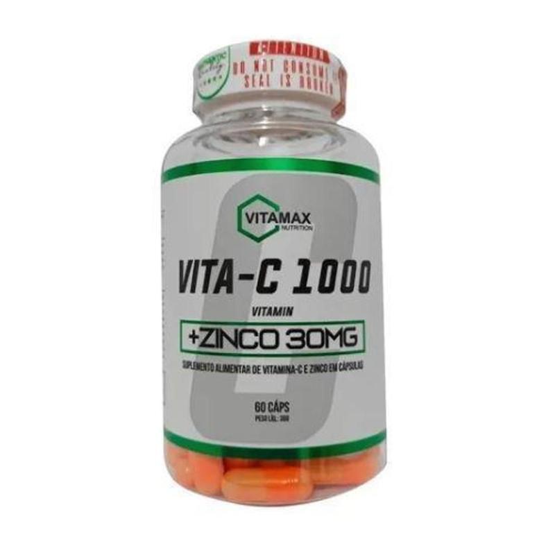 Vitamina C 1000 + Zinco 60Caps - Vitamax Nutrition - Colágeno ...
