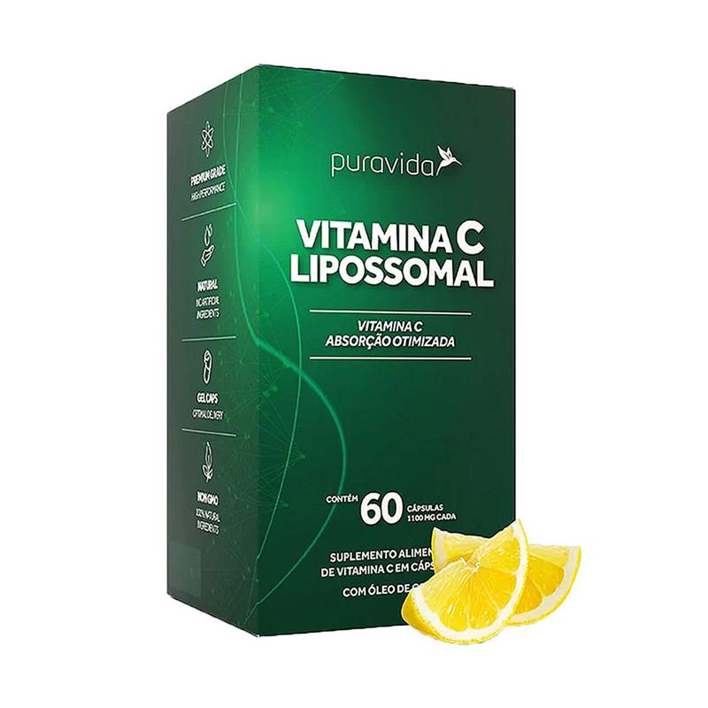 Vitamina C Lipossomal 1100mg 60 Caps Puravida - Vitaminas A-Z ...
