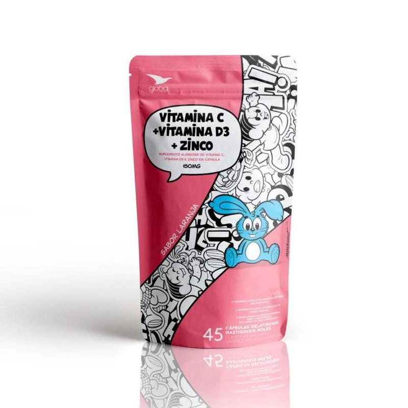 Vitamina C Vitamina D3 Zinco Turma Da Mônica 45 Cápsulas Global Suplementos Vitaminas A