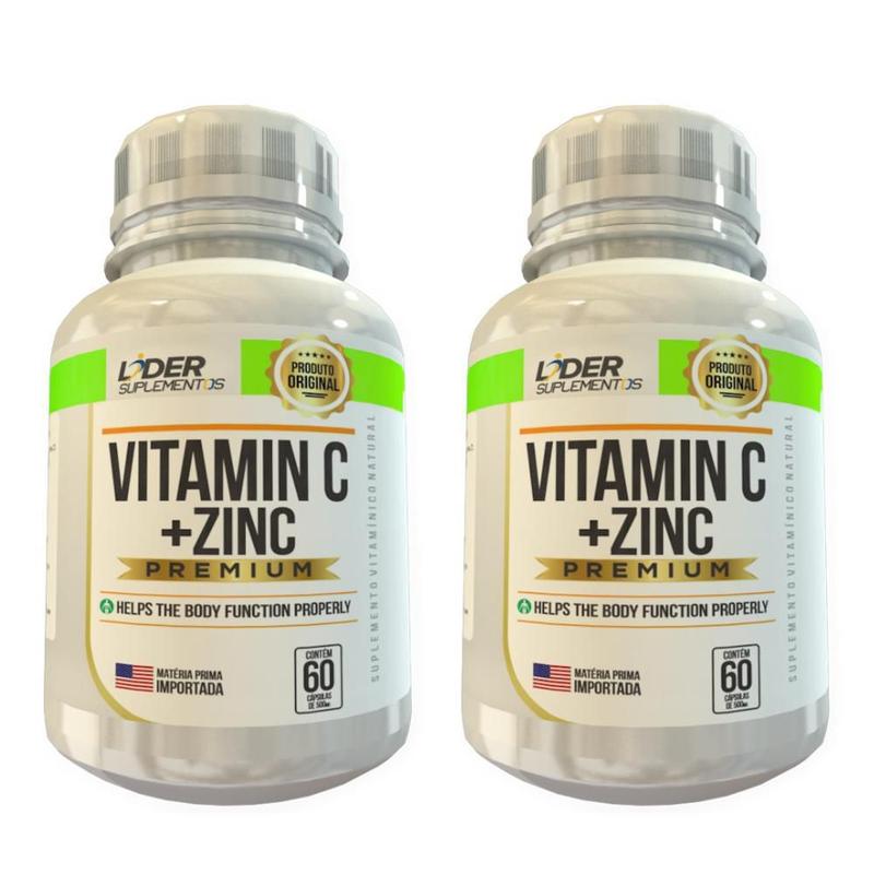 Vitamina C+zinco Caps 500mg 60 Cápsulas Kit Com 2 Potes - Lider ...