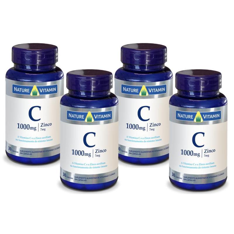 Vitamina C1000 + Zinco - 30 Cáps - 4x - Nature Vitamin - Fitoterápicos ...