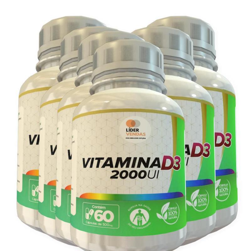 Vitamina D3 2000Ui 500Mg 60 Cápsulas Kit Com 6 Potes - Lider Vendas ...