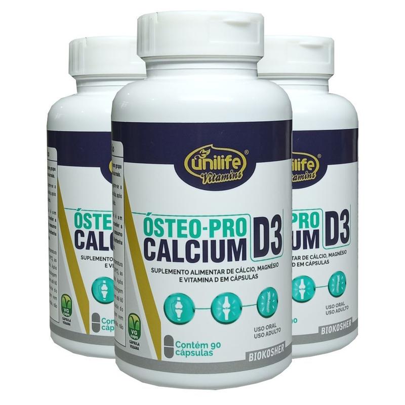 Vitamina D3 Cálcio e Magnésio Ósteo Procalcium Kit com 3 frascos ...