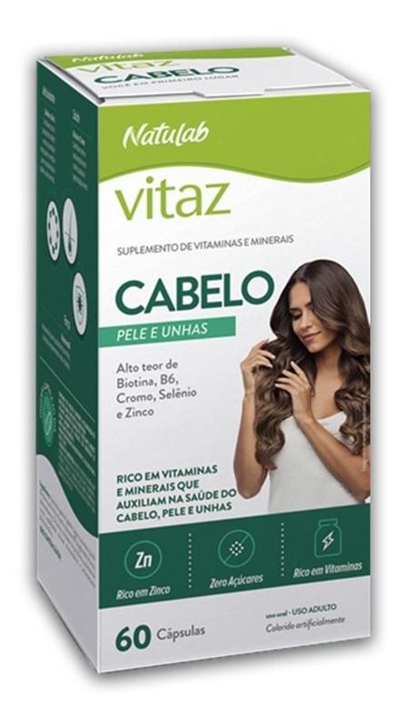Vitaz Hair Cabelos Unhas 60 Capsulas Tratamento Homem Mulher - NATULAB ...