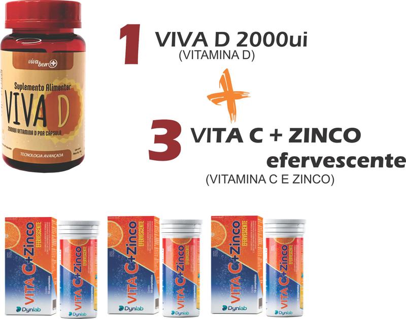 VIVA D 2.000ui + 3 fr VITA C + ZINCO EFERVESCENTE - KIT IMUNE - VIVA ...