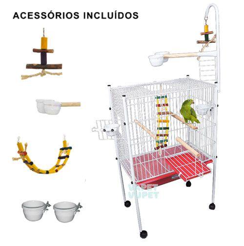 Viveiro Luxo Completo Para Papagaio Maritaca Loro Grande Teto Reto ...