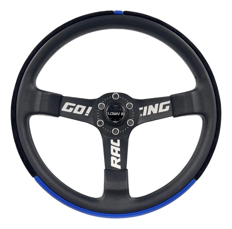 Volante Esportivo Lowv Sniper Suede Tarja e Base Azul GRC S414 ...