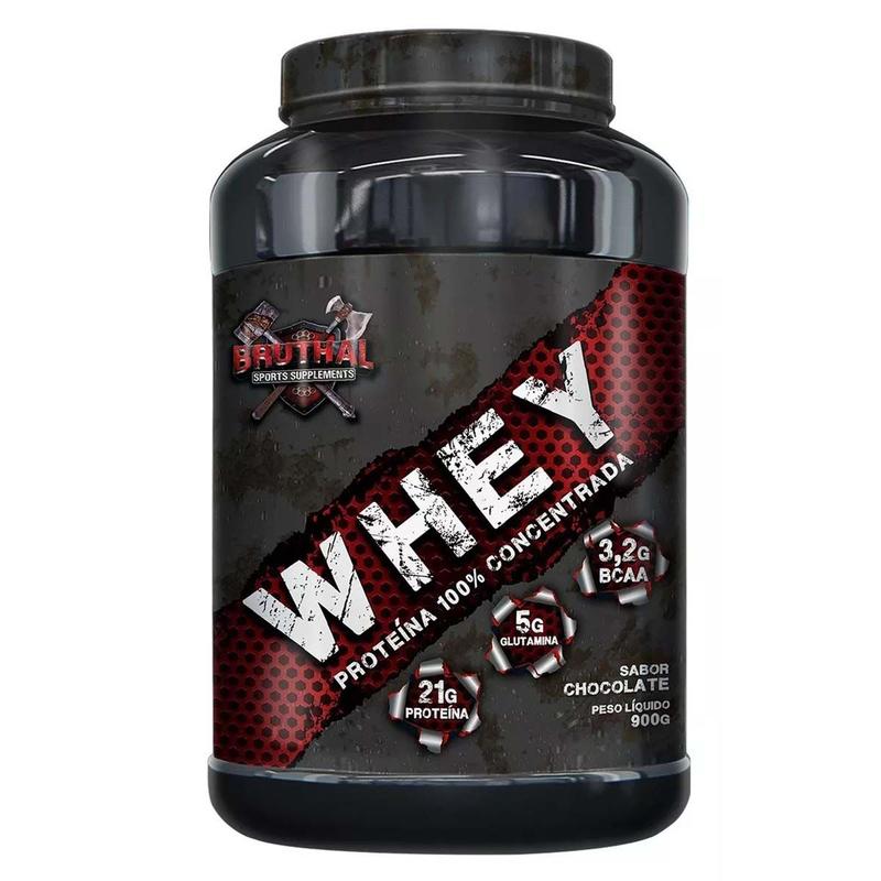 Whey 100% concentrado 900 g - bruthal sports (chocolate) - Whey Protein ...