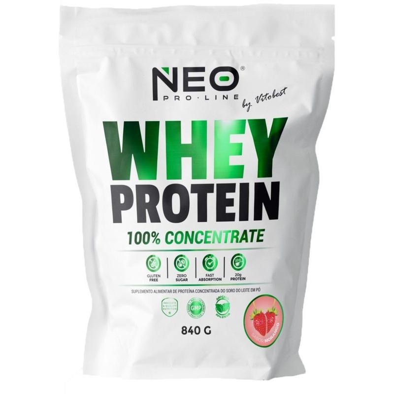Whey 100% concentrado adoçado com stevia 840g - neo pro line - Whey ...
