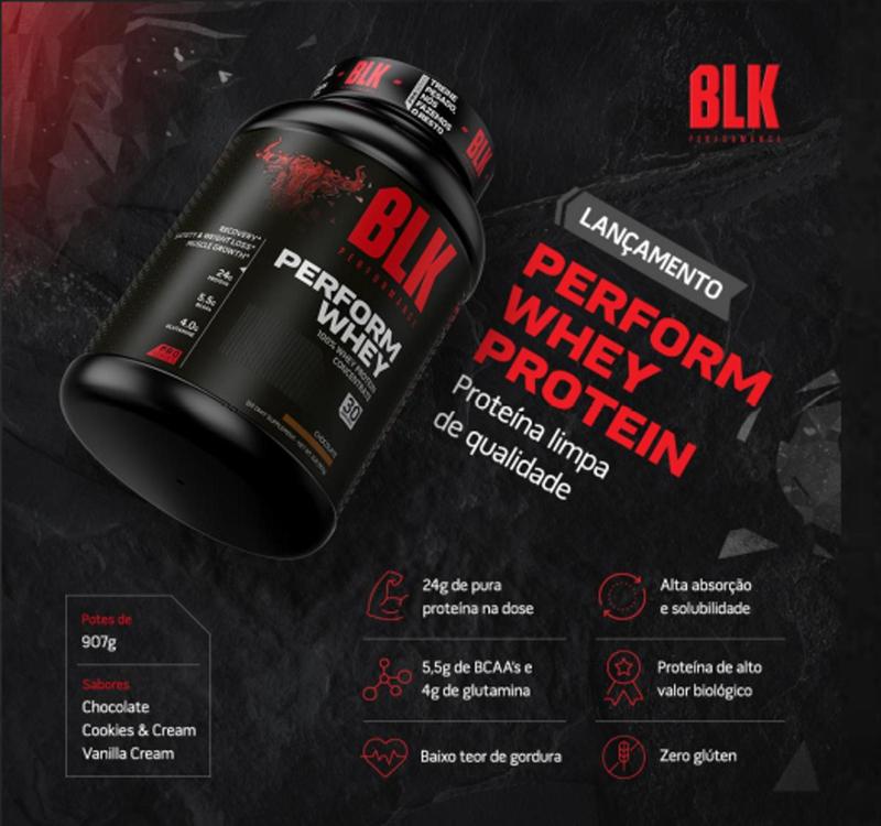Whey 100% Concentrado Perform Whey 900g - Blk Performance - Massa ...