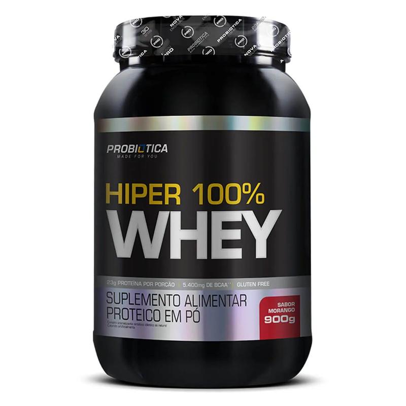 Whey 100% Hiper Whey 900g Pote Morango Probiotica - Massa Muscular ...