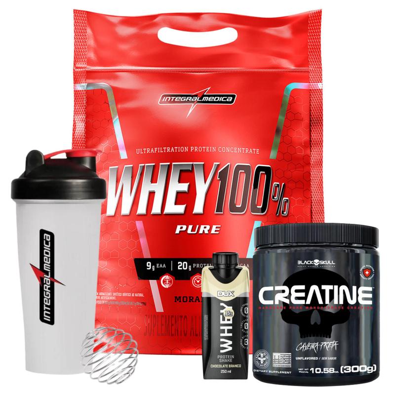 Whey 100 Pure Protein Concentrado Refil Creatina Pura 300g Black