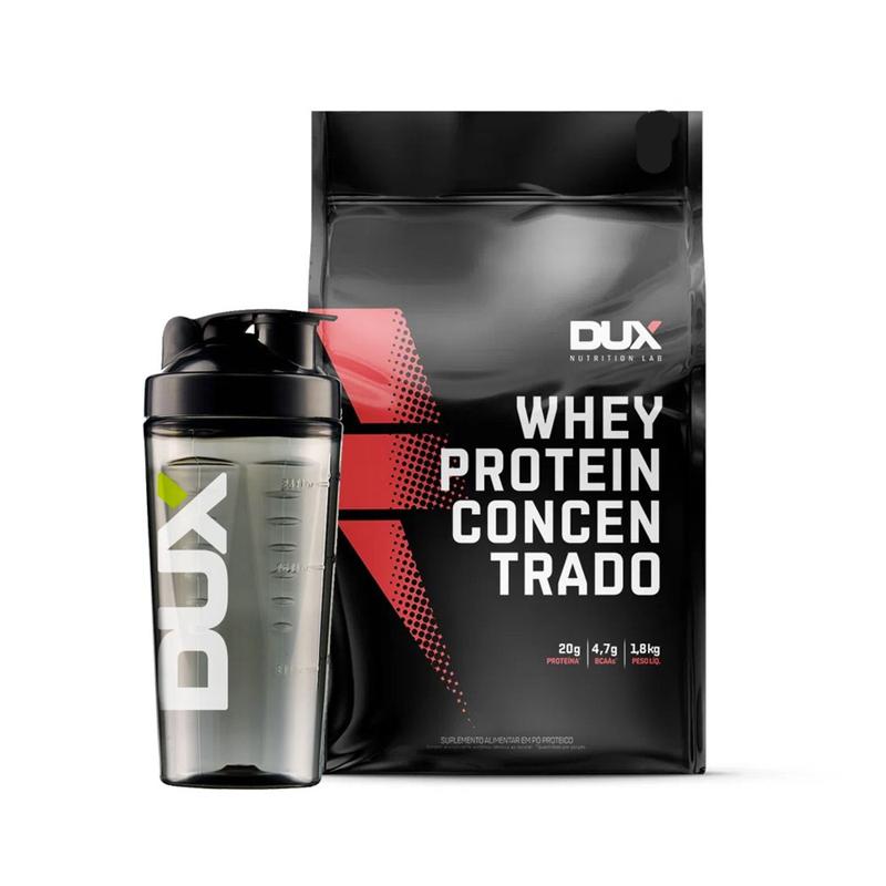 Whey dux concentrado 1,8kg - morango + coqueteleira - Dux Nutrition ...