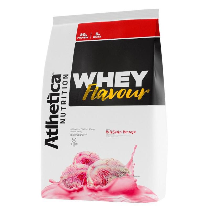 Whey flavour 850g sabor milk-shake de morango - atlhetica nutrition ...