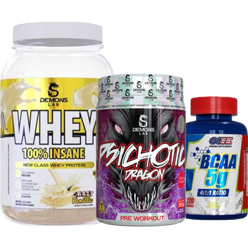 whey insane demons lab + psichotic dragon 300g demons lab + bcaa 120 ...