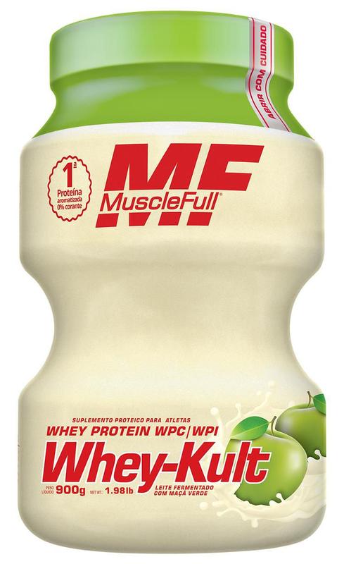 Whey kult 900g 0% corante 0% açucar sabor maça verde - Muscle full ...