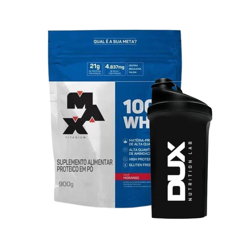 Whey Protein 100 Concentrado Max Titanium 900g Refil + Coqueteleira ...