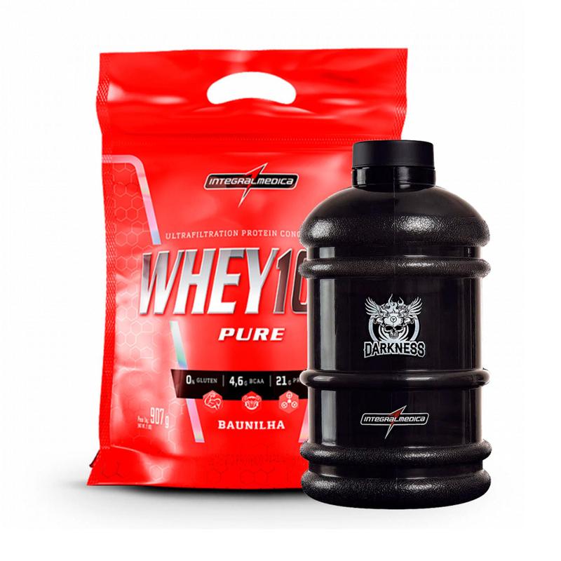 Whey Protein 100% Pure 907g Integralmédica - Refil + Galão 2 Litros Darkness - Integralmedica ...
