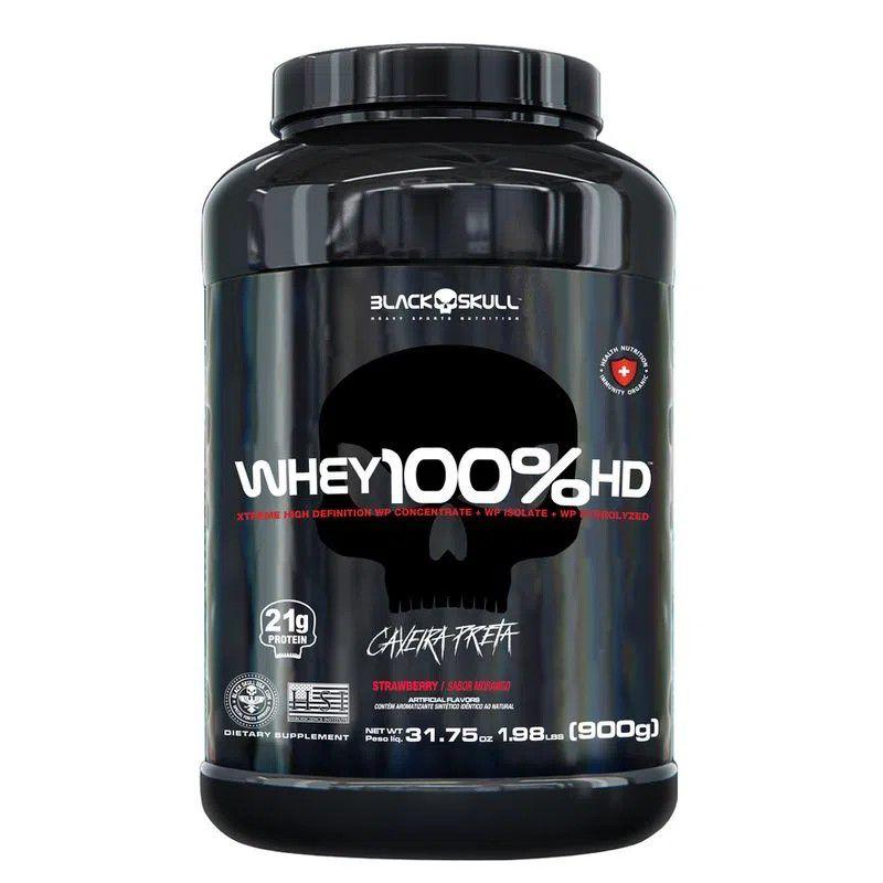 Whey Protein 100% Whey HD 900g Pote Morango - Black Skull - Whey ...