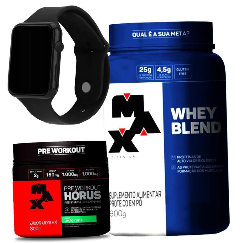 Whey Protein Blend + Pre Treino HORUS 300g - Max Titanium - Whey ...