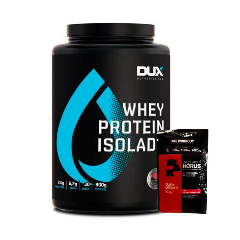 Whey Protein Isolado Diversos Sabores - 900g Dux Nutrition + Sachê Pré ...