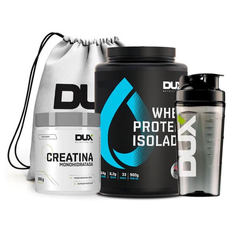 Whey Protein Isolado Dux + Creatina Dux 300g + Coqueteleira + Mochila ...