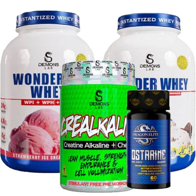 wonder whey protein + wonderful whey + crealkaline demons lab + ostarin ...