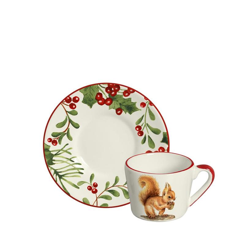 Xícara de Chá Com Pires Esquilo Natal - Luiz Salvador - Xícaras de Chá ...
