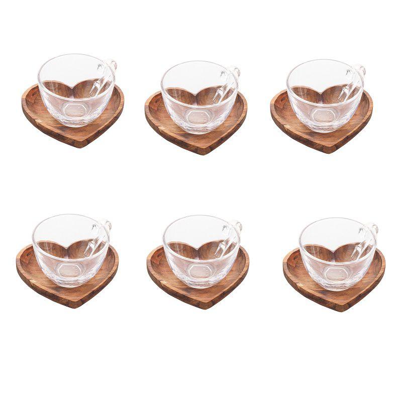 Xícara e Pires De Madeira C/6 190ml -Lyor - Xícaras - Magazine Luiza